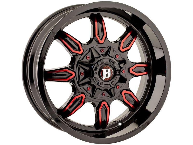 Ballistic Black & Red 670 Rampage Wheels | Rugged Ridge