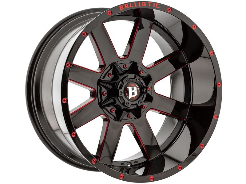 Ballistic Black & Red 959 Rage Wheels | Rugged Ridge