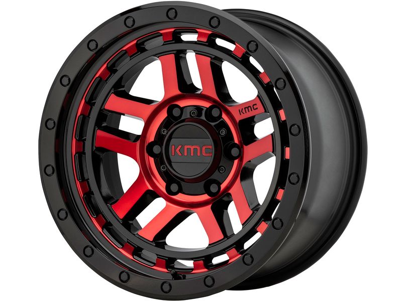 KMC Black & Red KM540 Recon Wheels | Rugged Ridge