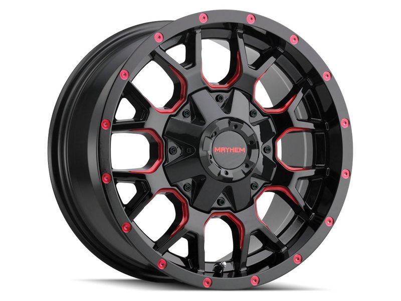 Mayhem Mayhem Gloss Black and Red Warrior Wheel 8015-2976BTR