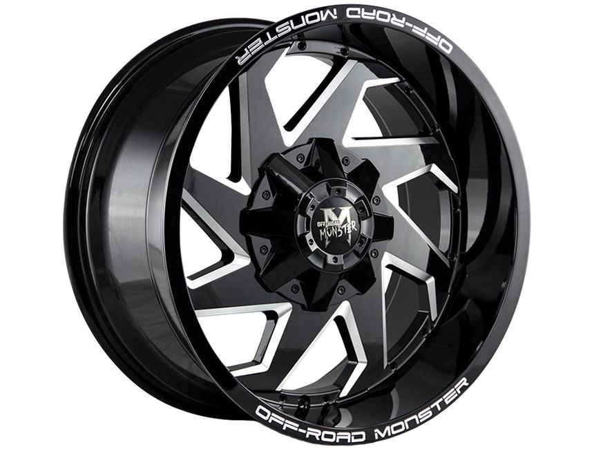 Off-Road Monster Milled Gloss Black M09 Wheels | Rugged Ridge