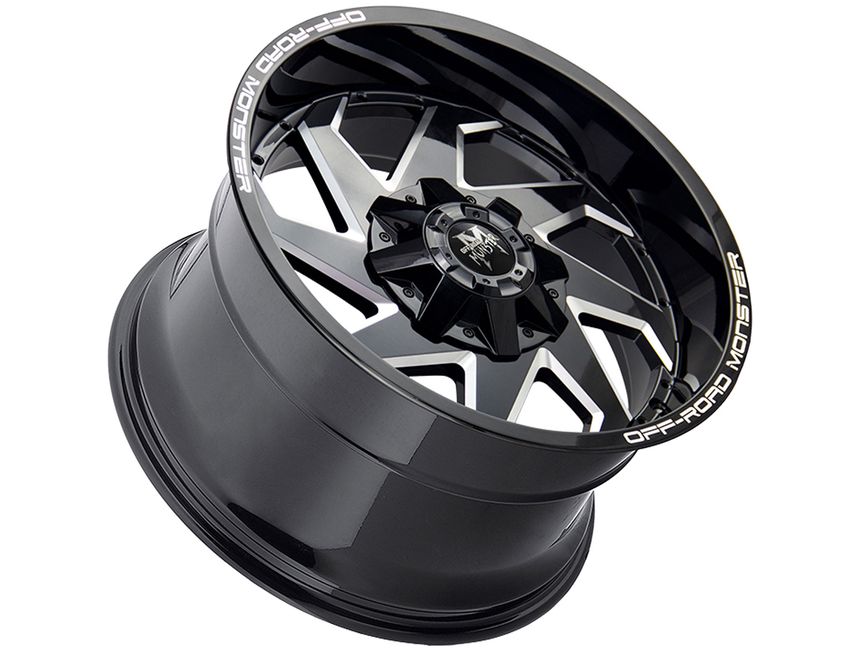 Off-Road Monster Milled Gloss Black M09 Wheels | Rugged Ridge
