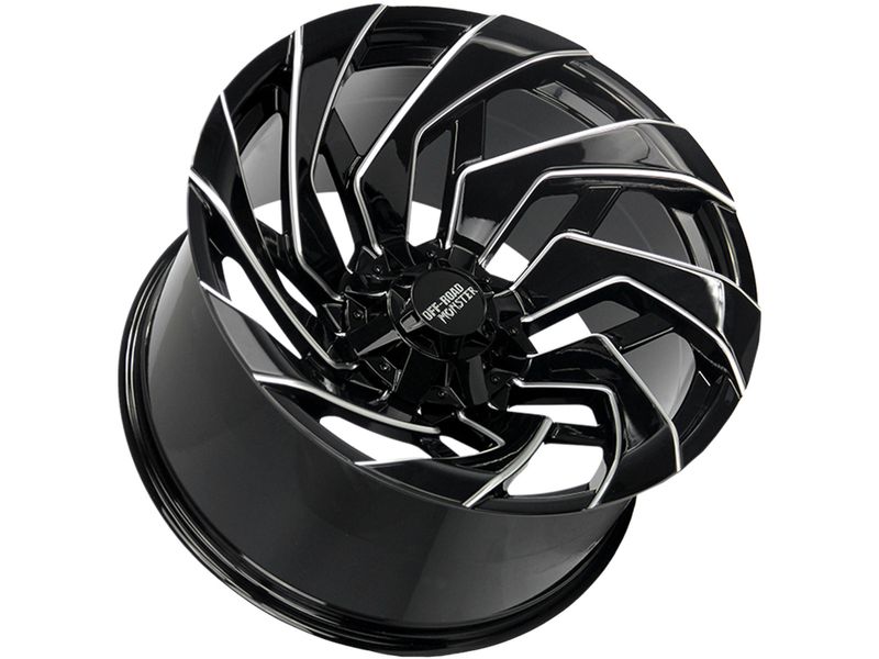 Off-Road Monster Milled Gloss Black M24 Wheels | Rugged Ridge