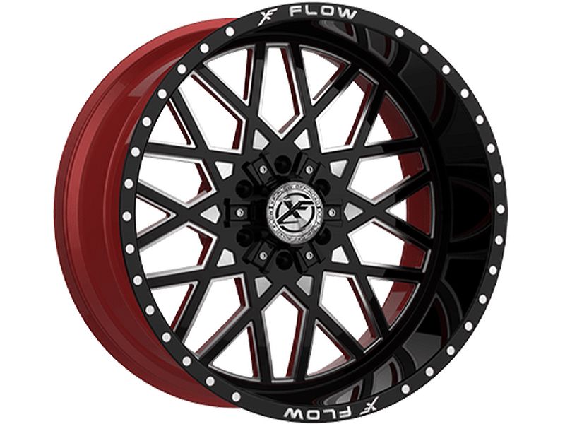 XF Flow Offroad Gloss Black & Red XFX-307 Wheels | Rugged Ridge