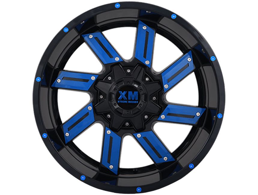 XM Offroad Gloss Black & Blue Inserts XM-319 Wheels | Rugged Ridge