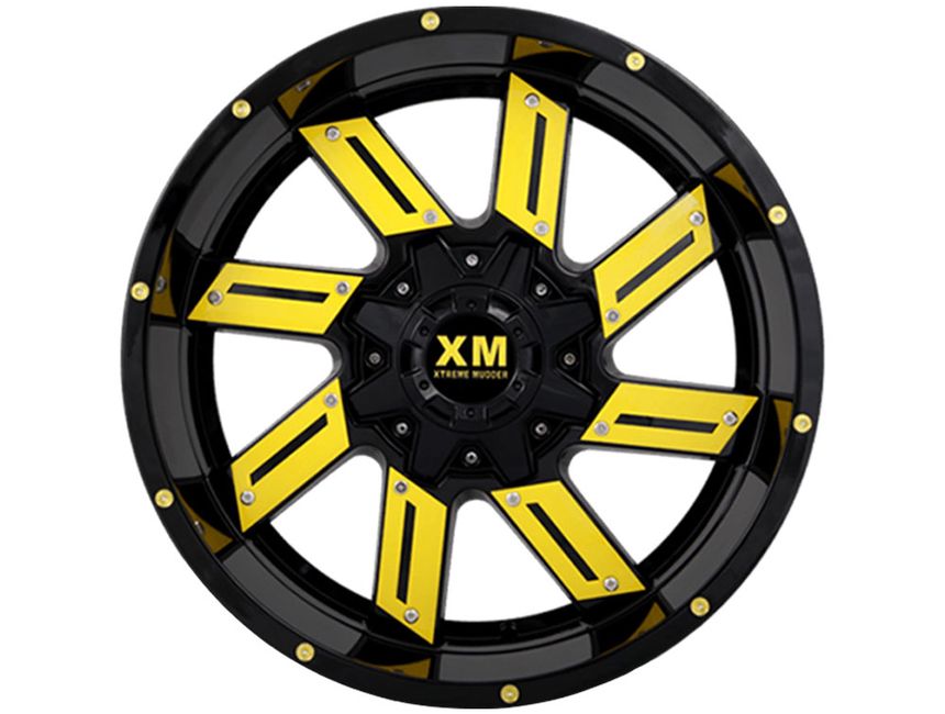 XM Offroad Gloss Black & Yellow Inserts XM-319 Wheels | Rugged Ridge